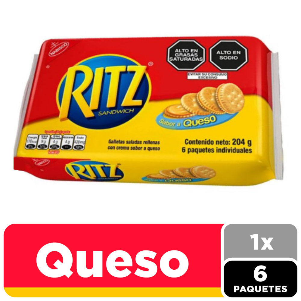 Galleta Salada Ritz Con Queso 6 unidades - Tienda Mondelez